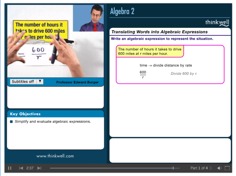 Review: Thinkwell Algebra 2